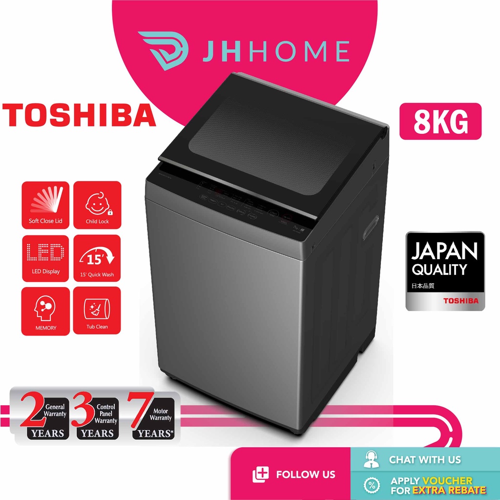 Toshiba 8KG Fully Auto Top Load Washing Machine AW-M901BM(SG) | AW-J900DM(SG | Sharp No Hole 8KG ...