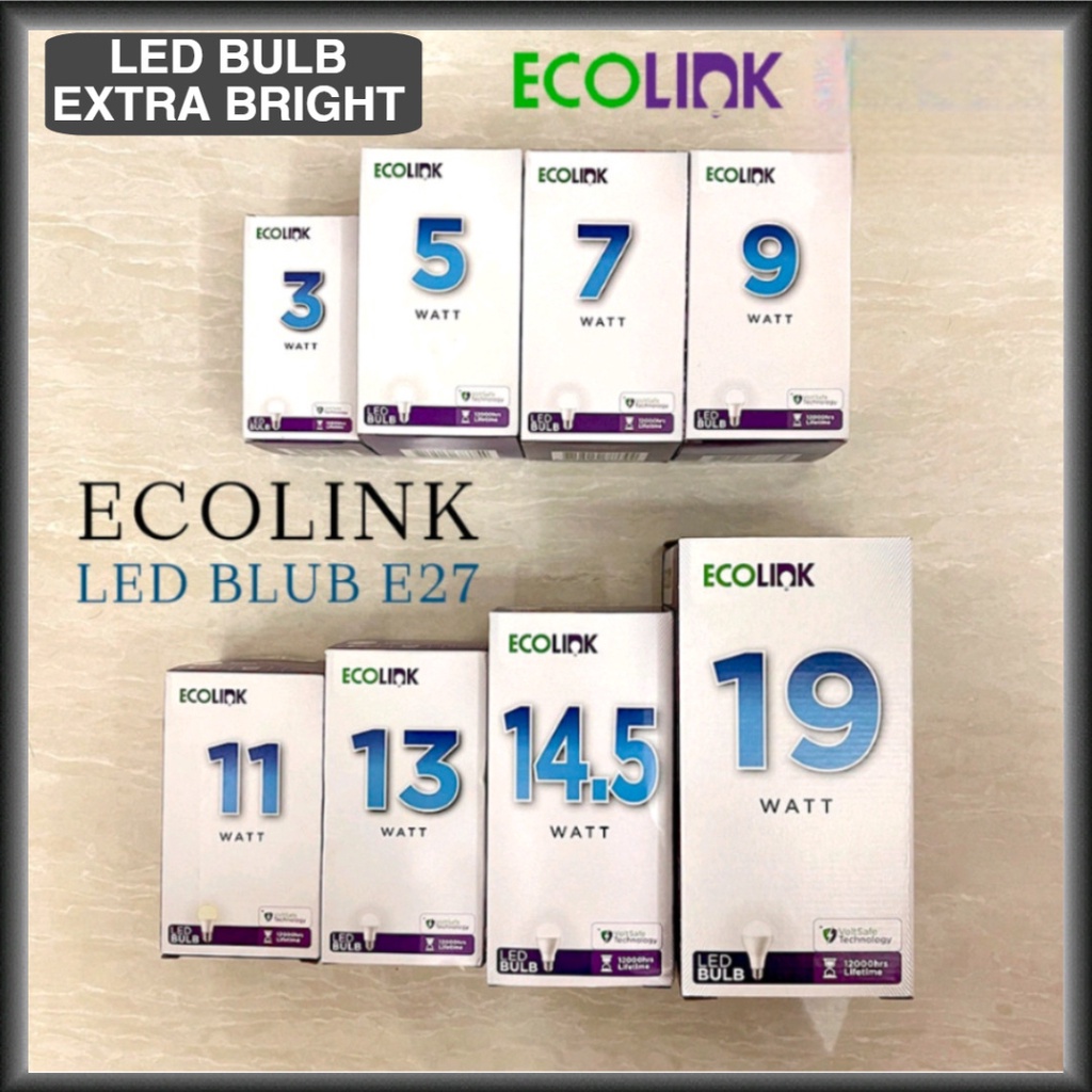 ECOLINK LED BULB E27 3W/5W/7W/9W/11W/13W/14.5W/19W LAMPU LED /MENTOL ...