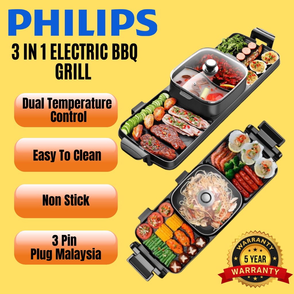 Electric BBQ Grill Steamboat Smokeless Bbq pan Barbeque Shabu Gril ...