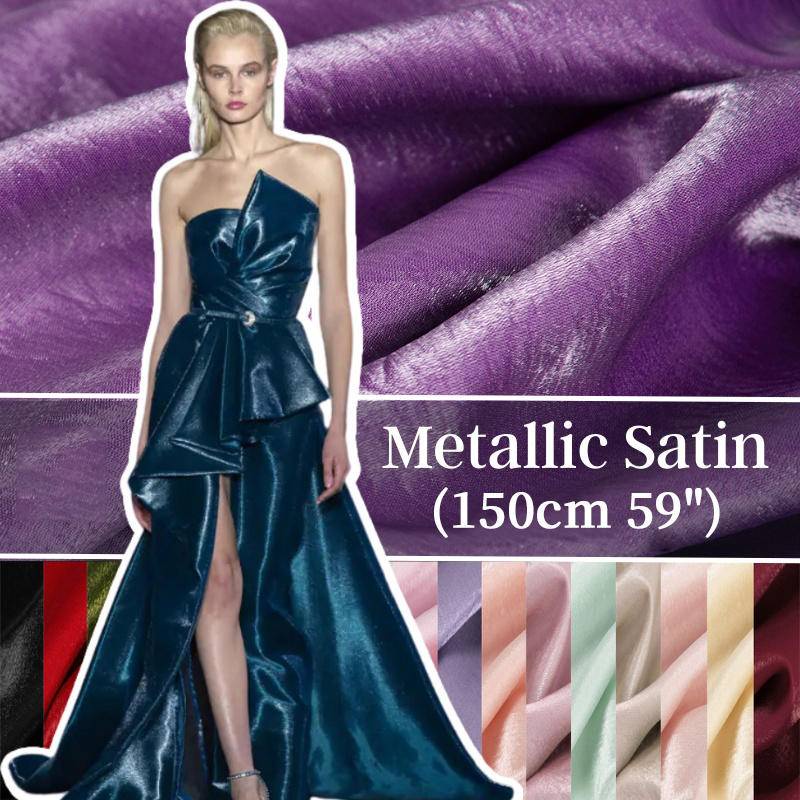 Premium metallic satin fabric shimmering brocade satin for long dresses ...