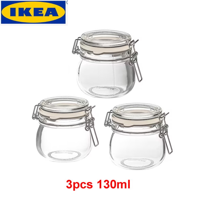 3 pcs [IKEA] Airtight Small Glass Jar with lid (130ml) Balang berpenutup kaca Kecil bekas dapur ...