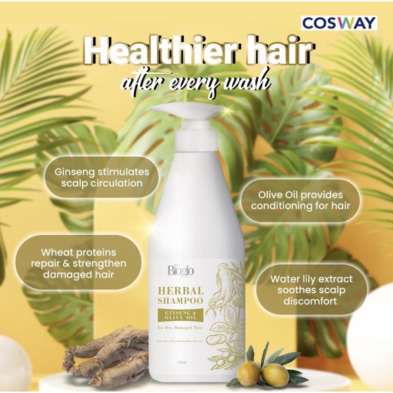 Cosway Bioglo Herbal Shampoo - Dry Damaged Hair/Normal/Oily Hair (750ml ...