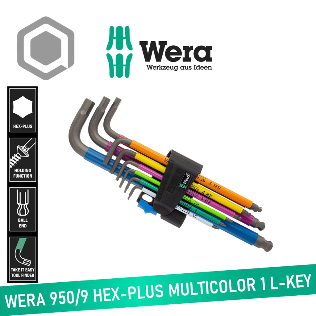 Wera 950/9 Hex-Plus Multicolour 1 SB Multicolour L-key Set (05073593001 ...