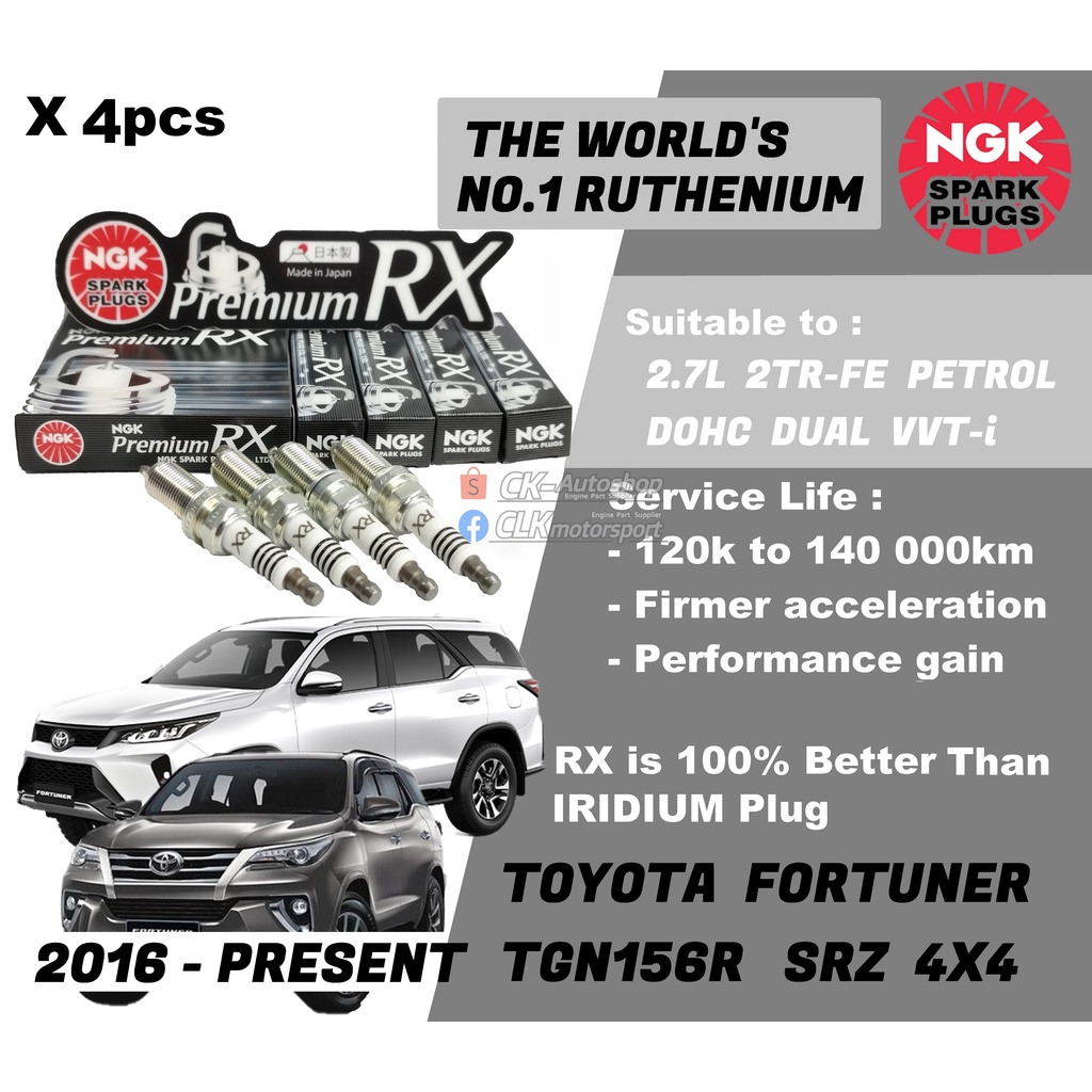 NGK Premium RX Spark Plug - Toyota Fortuner SRZ TGN156 TGN166 2.7L ...