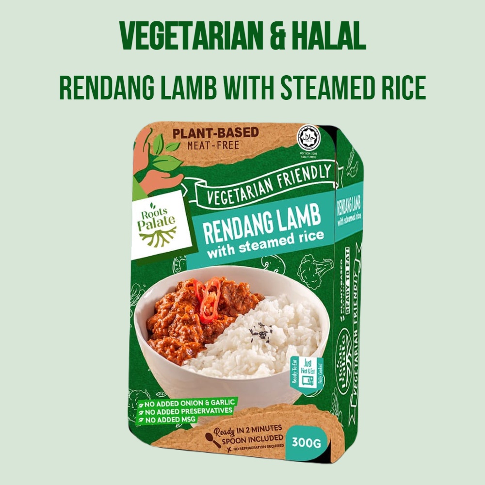 Roots Palate Vegetarian Food Halal - Rendang Lamb with Steamed Rice ...