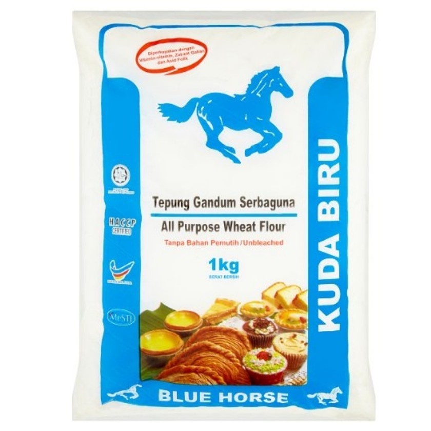 Tepung Gandum Serbaguna Cap Kuda Biru | Tepung Roti Canai 1kg | Shopee ...