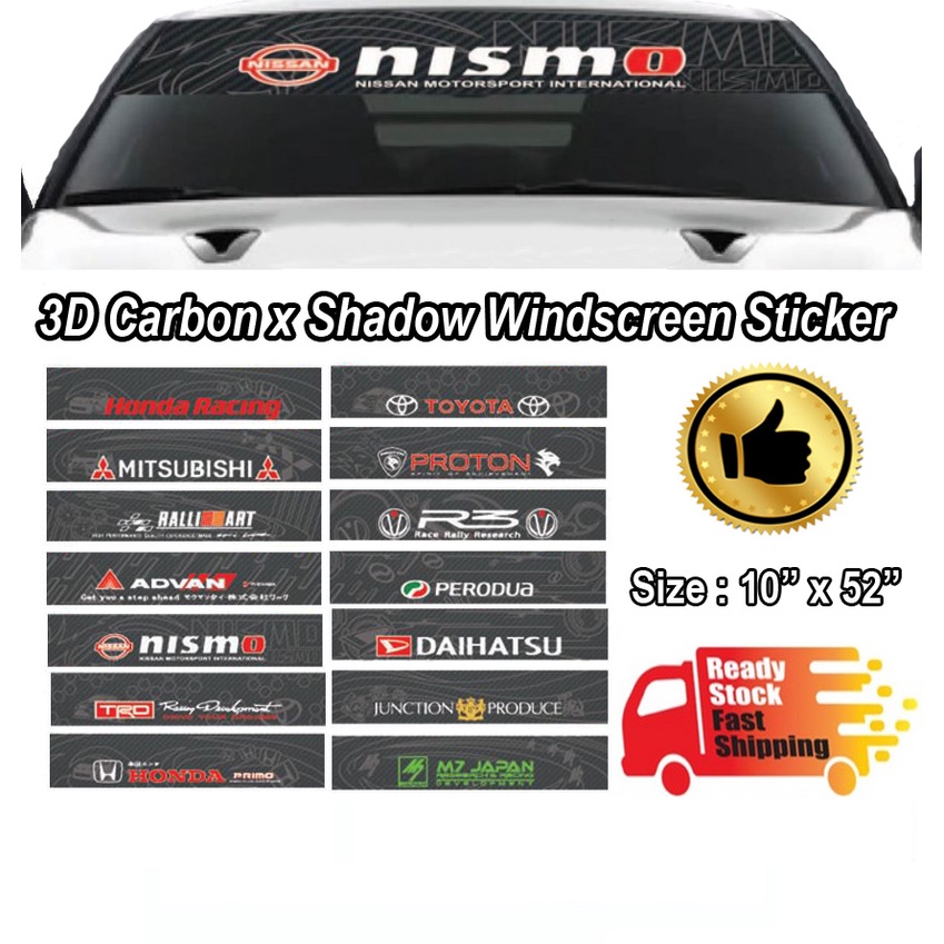 3D Carbon Shadow Universal Car Front Windscreen Sticker Toyota TRD ...