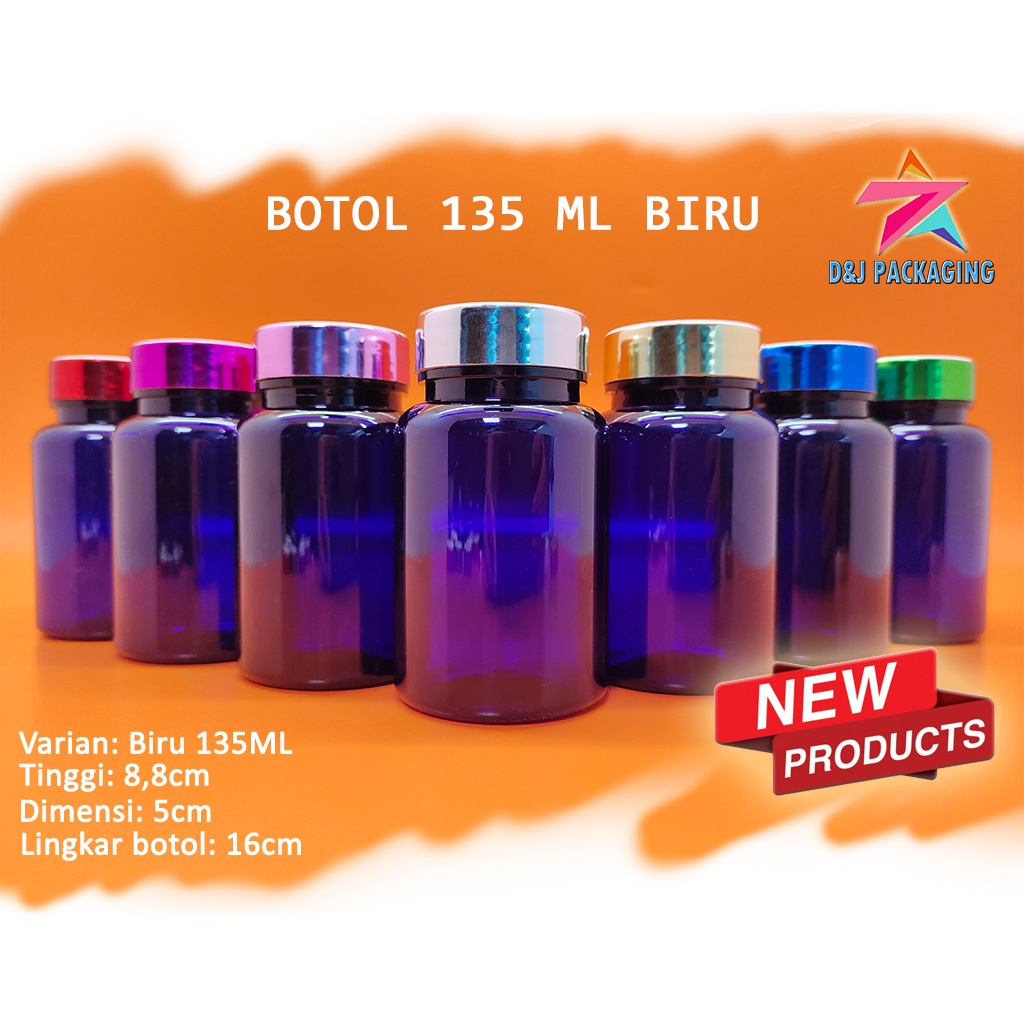 135 ml Capsule Medicine Bottle contains 30-60 Blue Gold List Cap ...