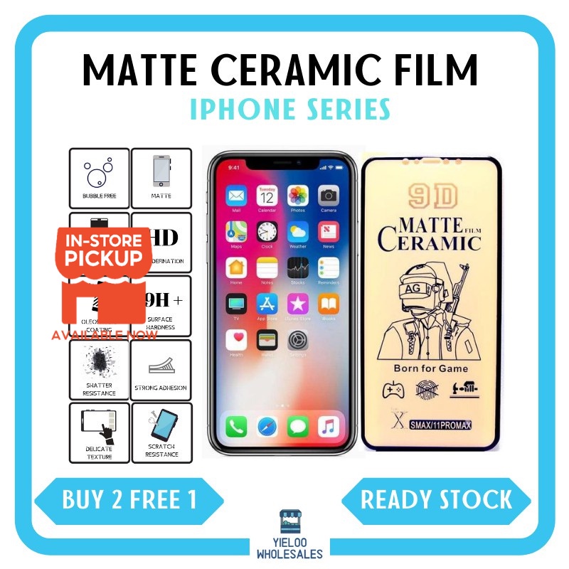 (BELI 2 PERCUMA 1) IPHONE Ceramic Matte Film Screen Protector For X/11 ...