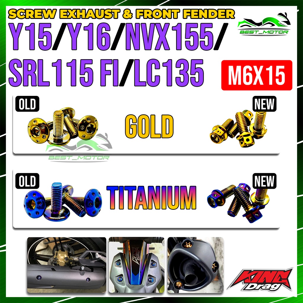 Skru Fender Exhaust Cover End Cap FRONT MUDGUARD Y15 LC 135 NVX 155 ...