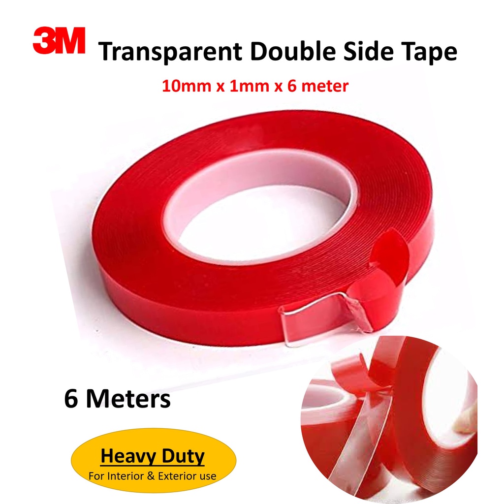 3m Heavy Duty Strong Double Sided Acrylic Foam Tape (Clear) 6m x 10mm x ...