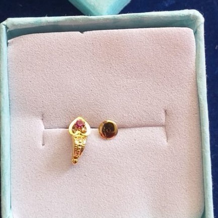 GOLD POLISHED FANCY NOSE STUD MUKUTHI 1 PCS (NOT 916) READY STOCK ...