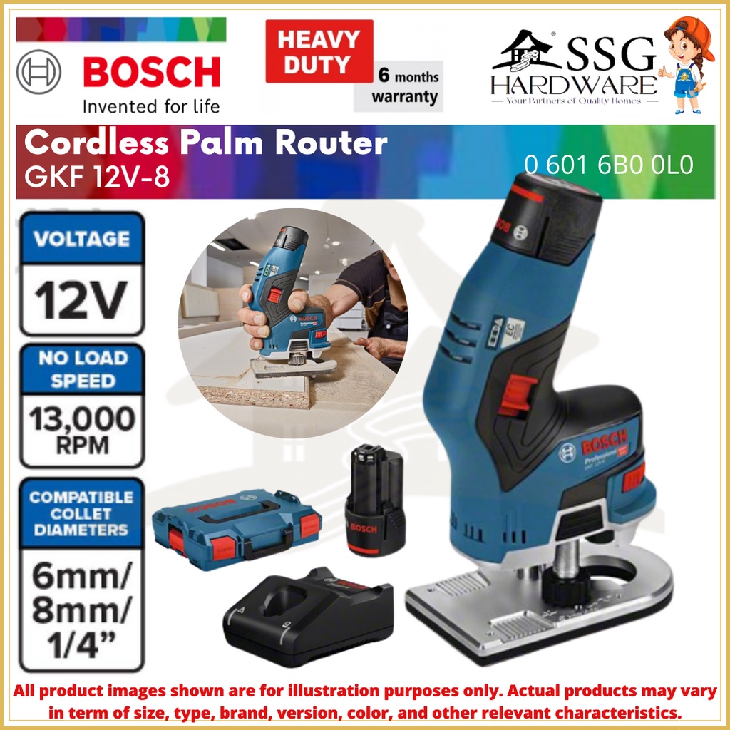 BOSCH GKF 12V-8 Cordless Palm Router Electric Hand Wood Trimmer Wood ...