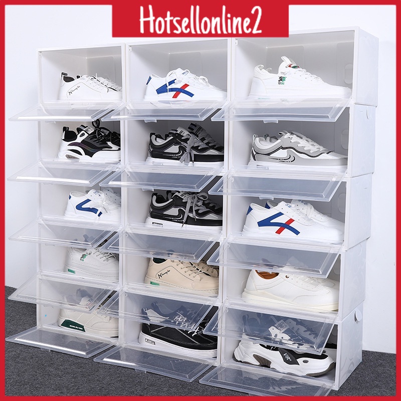 HOT_ Large Stackable Interlock Side Open Side View Shoe Box Storage ...