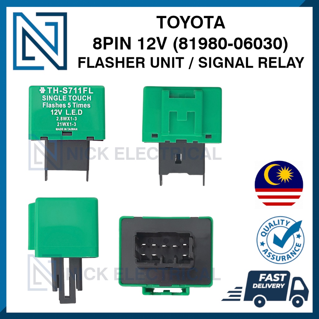 TOYOTA VIOS HILUX PERODUA MYVI ALZA 8 PIN LED Lights Relay Flashes 5 ...