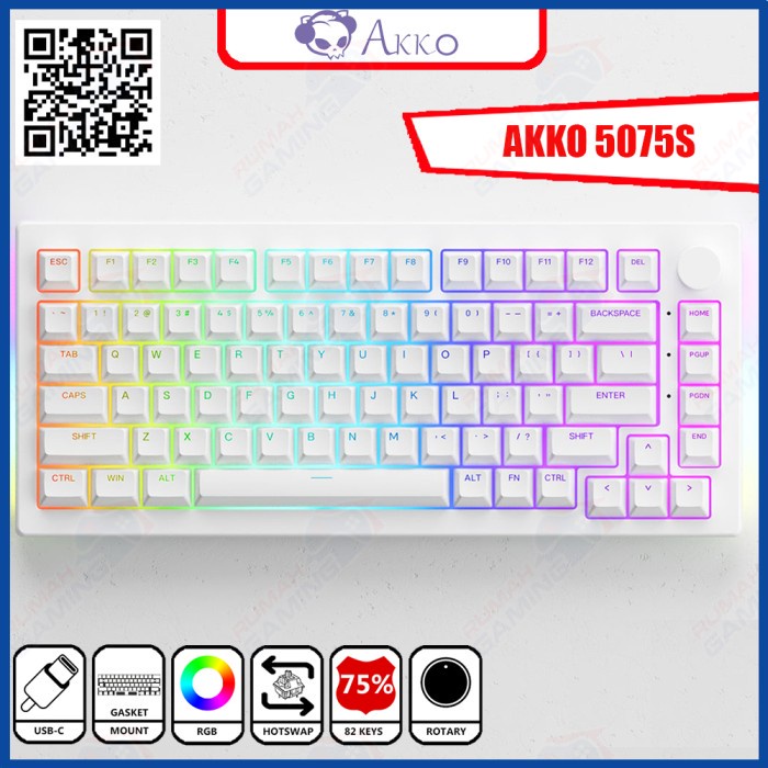 Mechanical KEYBOARD - AKKO 5075S - 75% - SHINE THROUGH - RGB - GASKET ...