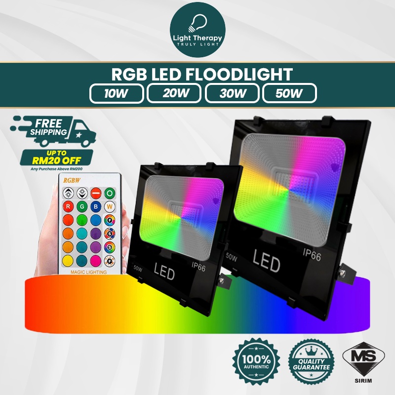 RGB LED Floodlight 10W 30W 50W RGB Multicolour Disco Light with 24Key ...