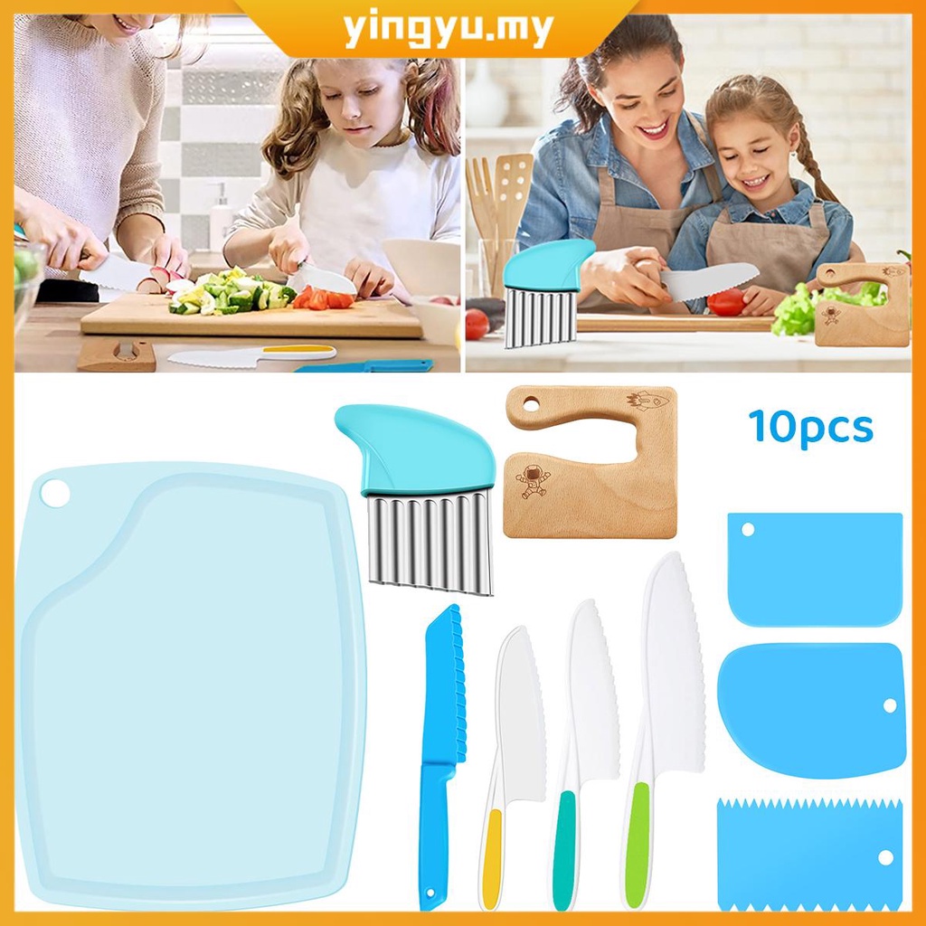 Kid Cutter Set Wooden Children Cooking Cutter Set with Cutting Board ...