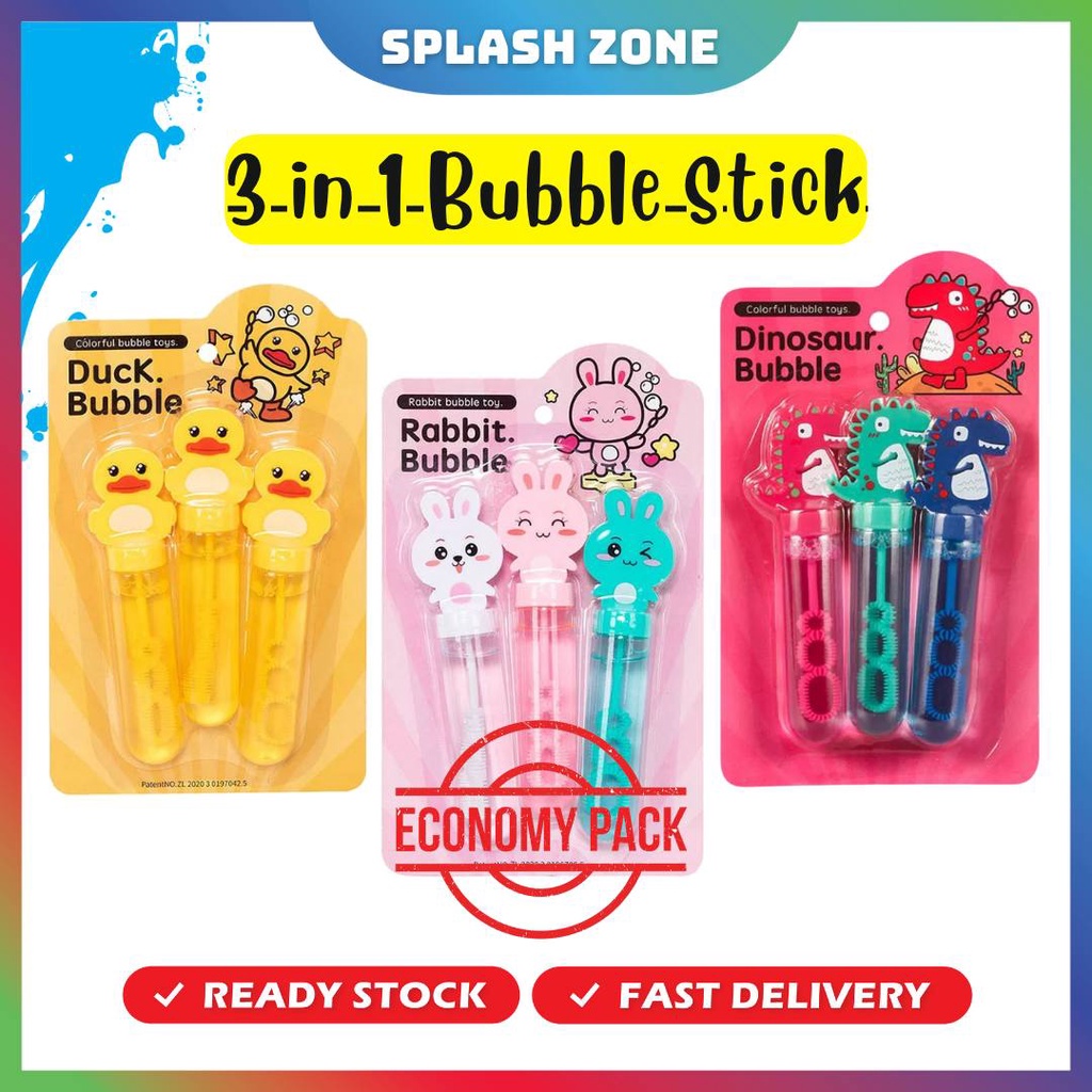 3 in 1 Pack Jimat Children's Blow Bubble Stick For Outdoor Party Water ...