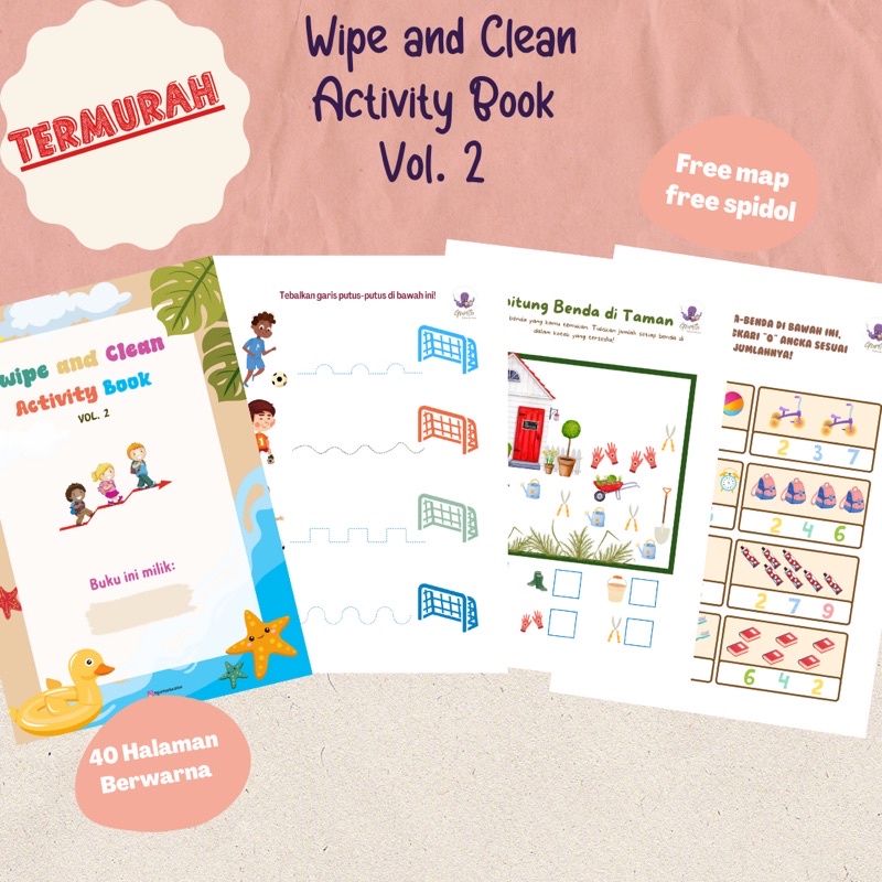 Children's worksheet/active worksheet/ wipe and clean book/ volume 2 40 ...