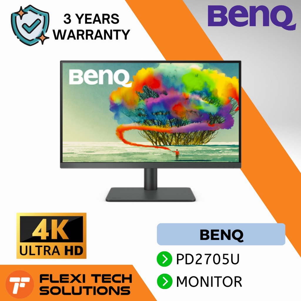 Flexi Tech BENQ PD2705U 4K UHD Monitor 27 inch UHD 60Hz 3840x2160 ...