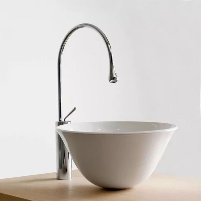 Richtree-rt30 hot and cold sink faucet, 30cm high, made of shiny chrome ...