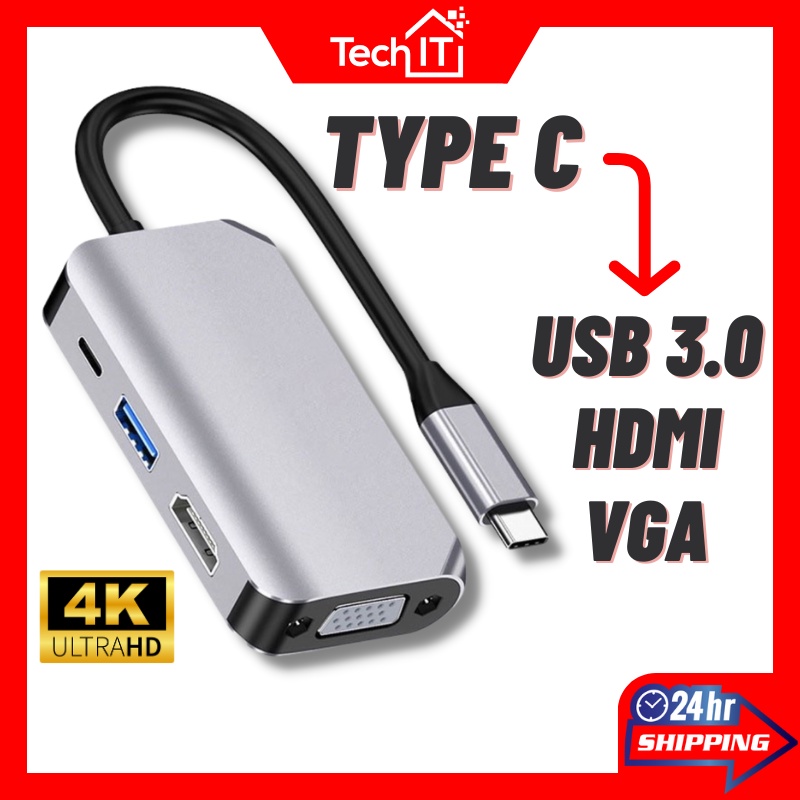 Type C to HDMI Adapter Type C Hub USB C to HDMI Type-C to VGA to USB-C ...