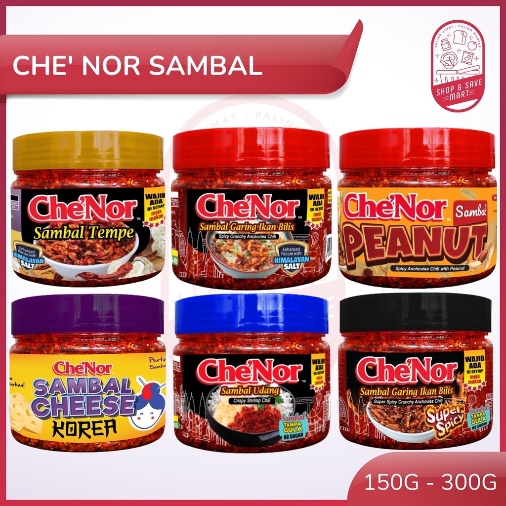 CheNor Sambal Original - 150g-300g (Flavor: Tempe, Peanut, Ikan Bilis ...