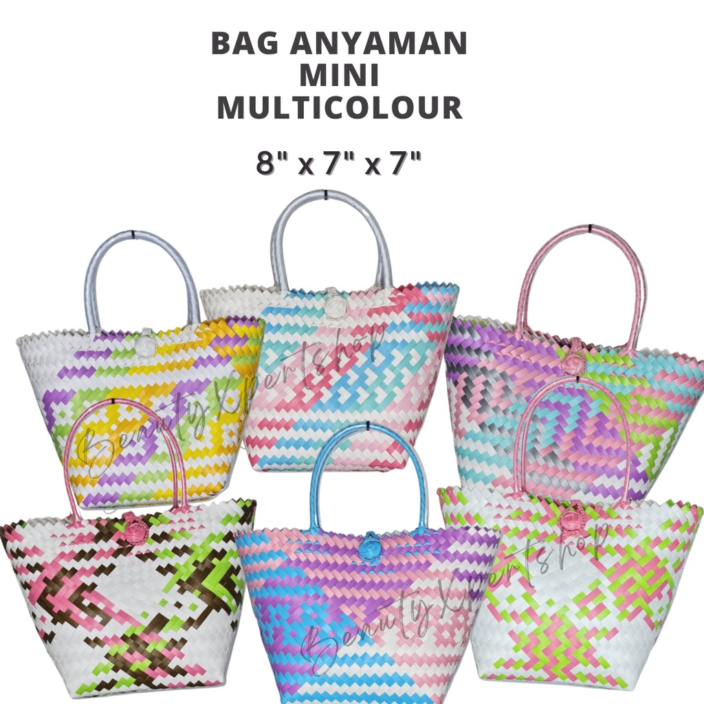 Mini Multicolor Bag Anyaman Sarawak / Tote Beg Women / PVC Handmade ...