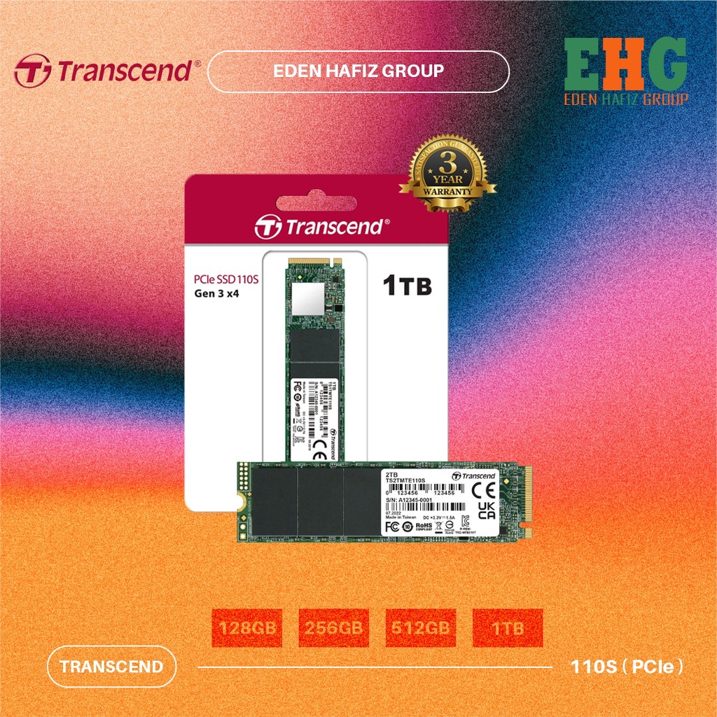 TRANSCEND PCIe SSD MTE110S 3D NAND GEN 3 x4 128GB/256GB/512GB/1TB | Shopee Malaysia
