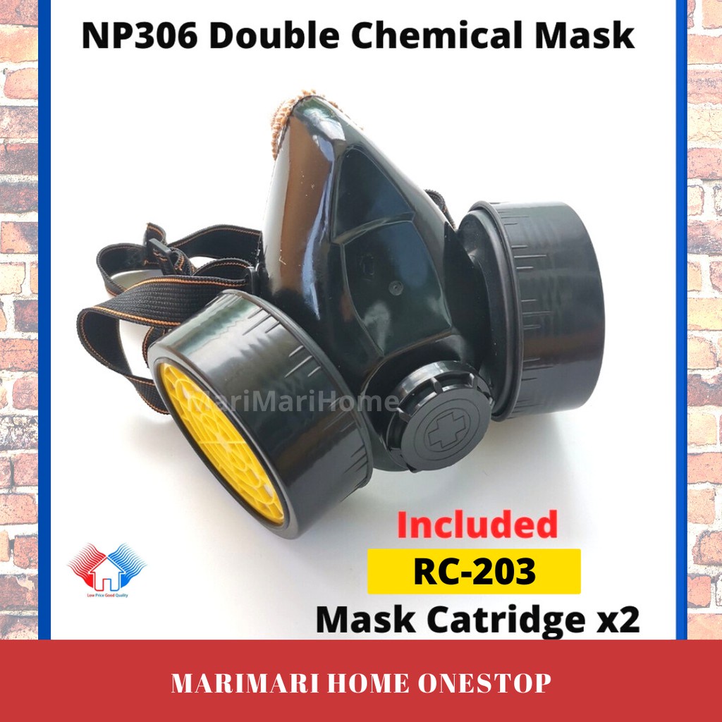 NP306 Twin Double Cartridge Respirator Mask Racun Chemical Mask Dust ...