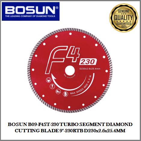 BOSUN B09-F4ST-230 TURBO SEGMENT DIAMOND CUTTING BLADE 9"-230RTB D230x2.6x25.4MM | Shopee Malaysia