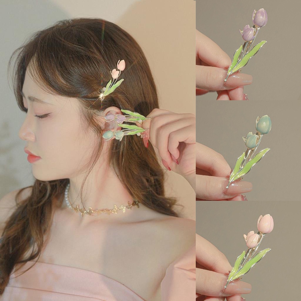 Korean Fashion New Tulip Hair Clip Ins Small Metal Clip Hairpin ...