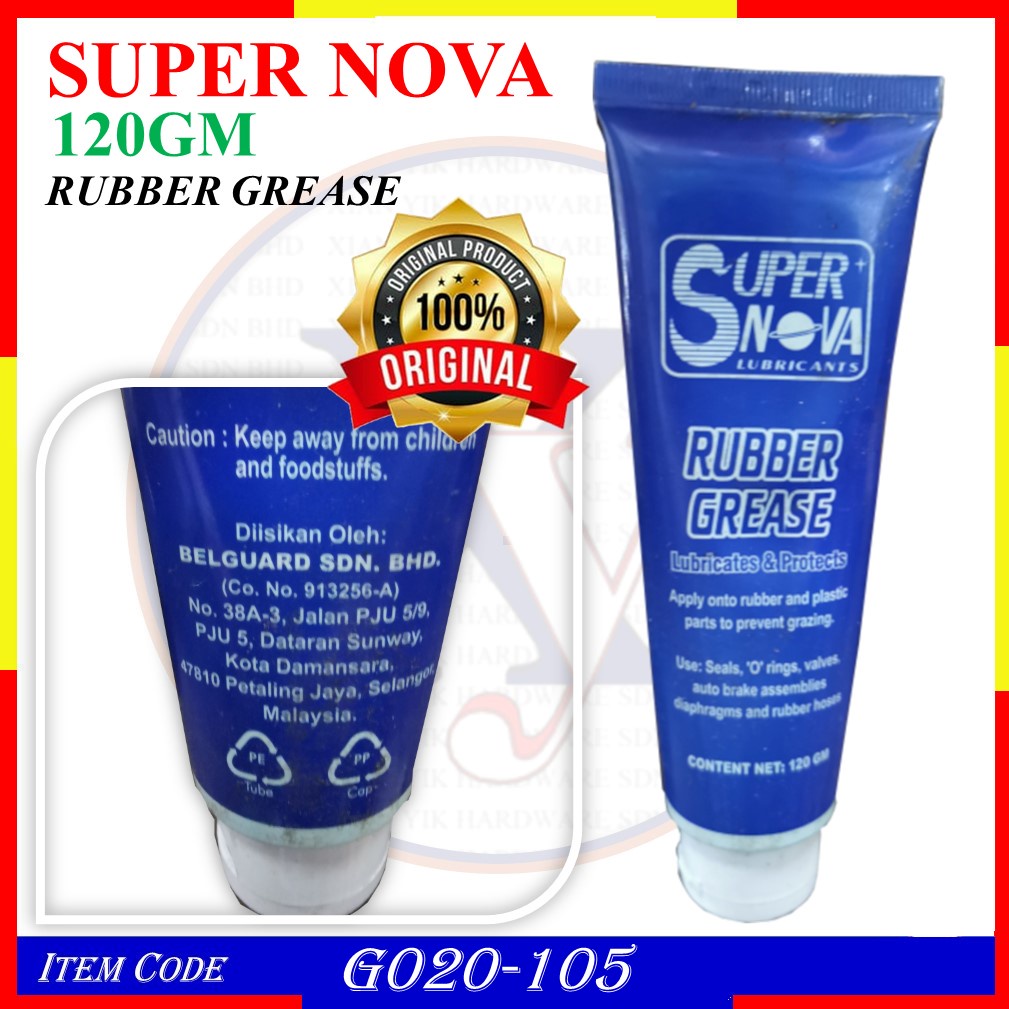 G020-105 120GM SUPER NOVA RUBBER GREASE Use : Seals, O rings, Valves ...