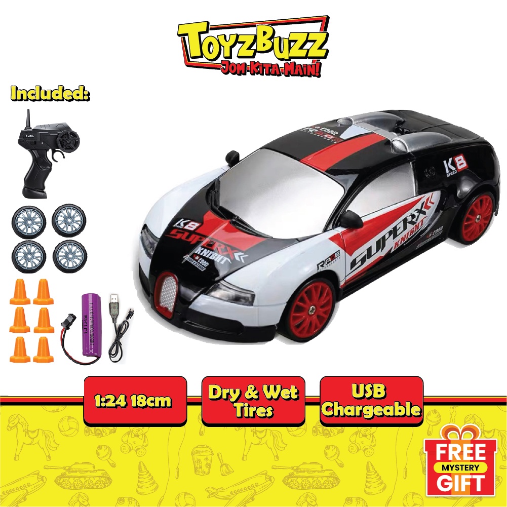 Toyz Buzz 2.4G Remote Control RC Drift Car 4WD Racing Car w Led, Changeable Tires & Obstacle ...