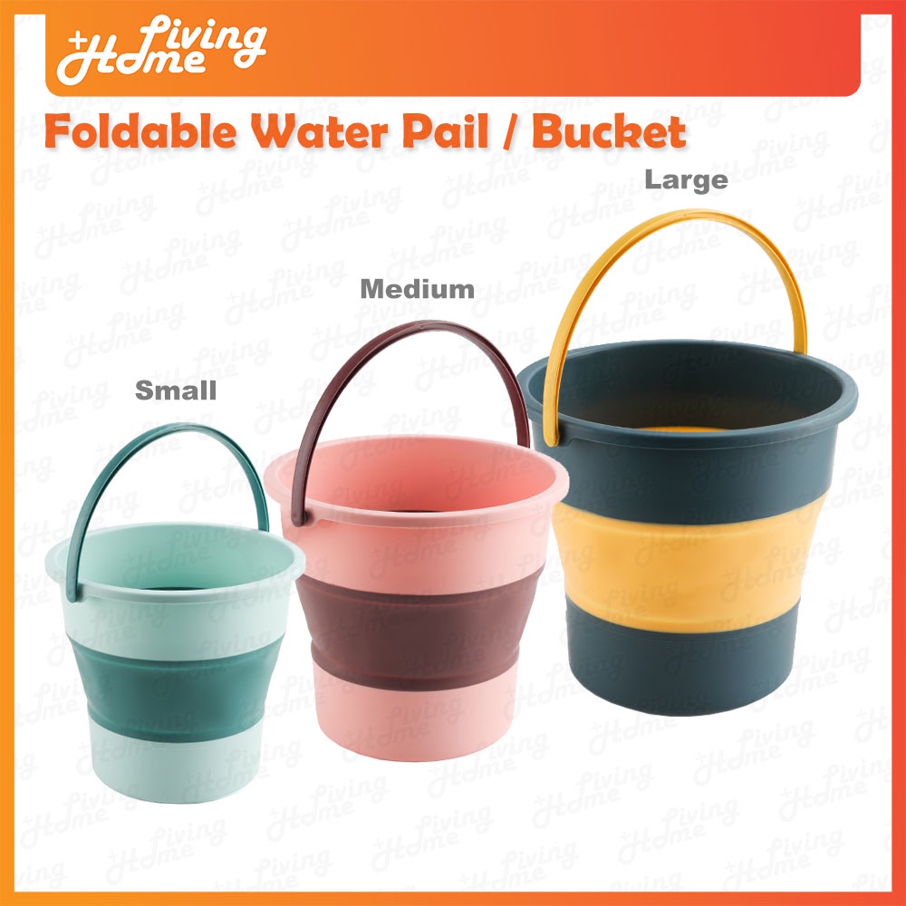 Plastic Foldable Water Pail Portable Water Bucket Baldi Air Lipat ...