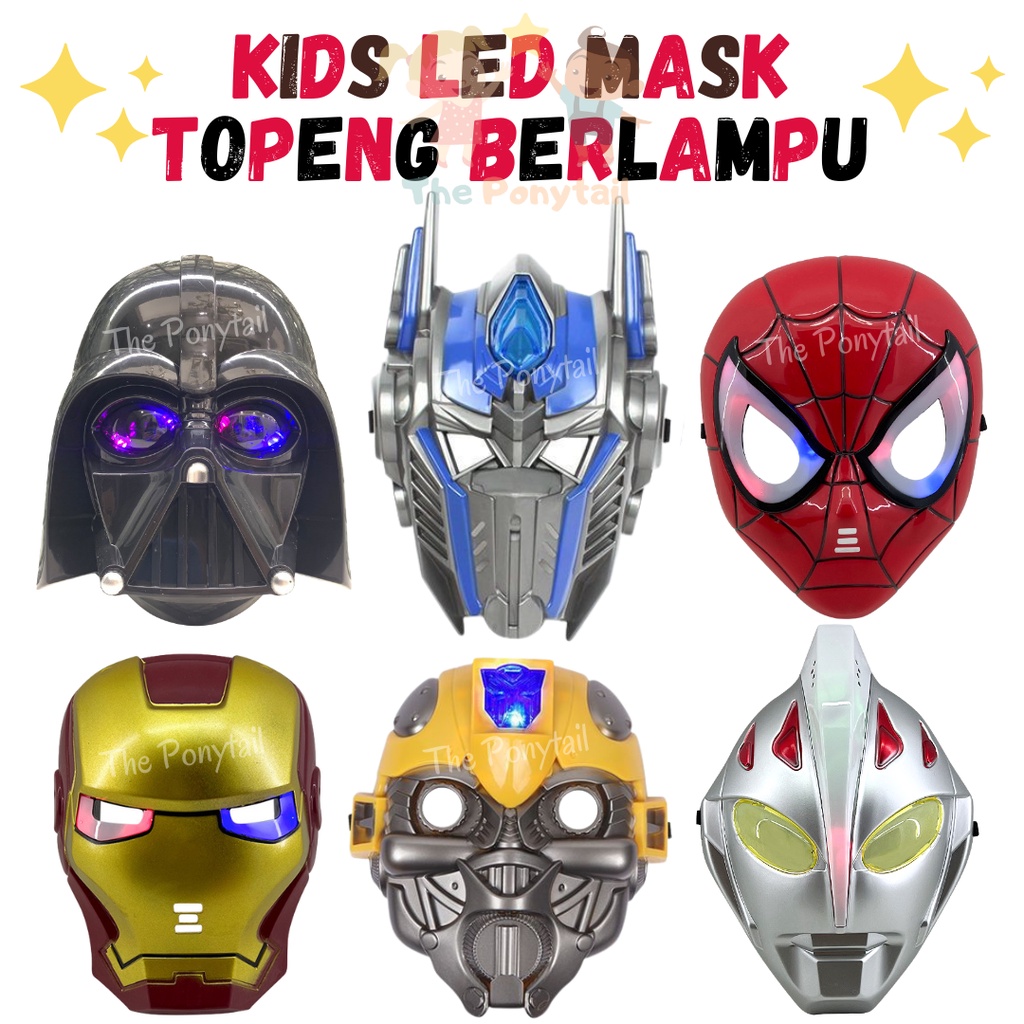 LED Topeng Spiderman Toys Spiderman Mask Ultraman Mask Superhero Mask ...