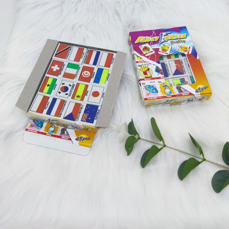 Fancy eraser country flag 1 box/48 pcs erasers | Shopee Malaysia