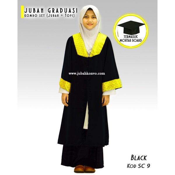 (TADIKA/ PRA) JUBAH KONVO GRADUASI HALF SONGKET EXLUSIVE BLACK | Shopee ...
