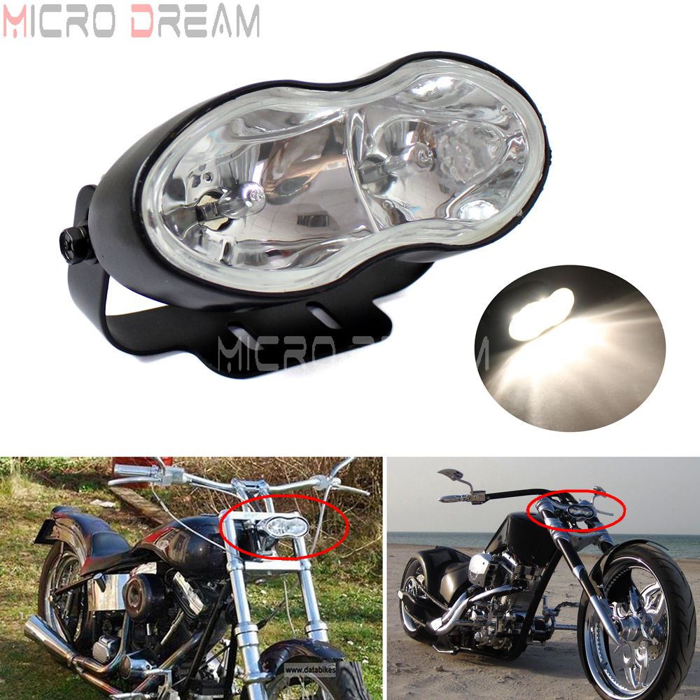 Motorcycle 12v Oval Wave Headlight Double Twin Headlamp For Honda ...