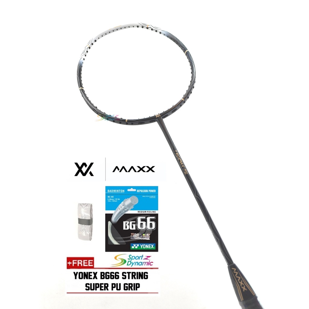 MAXX TROXMAX M2 BADMINTON RACKET (FREE 100% ORIGINAL BG66 STRING ...