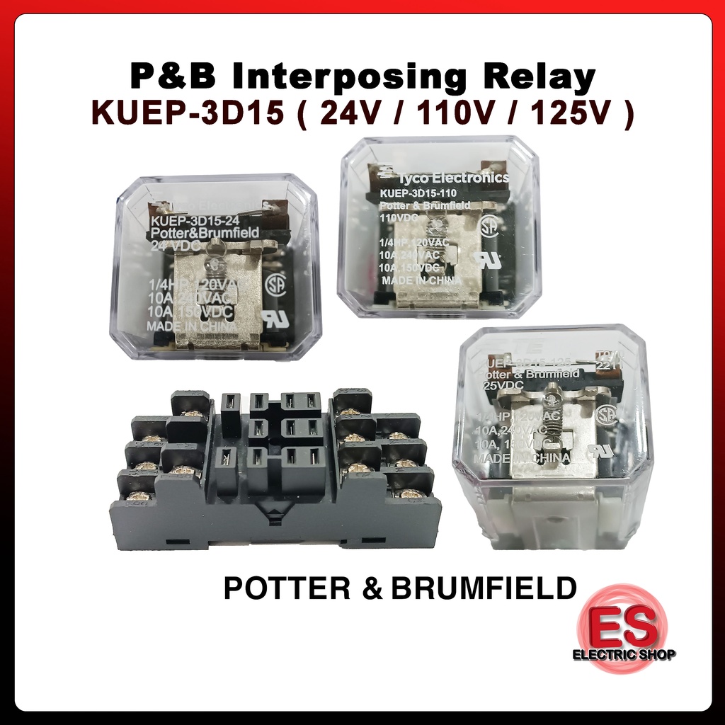 P&B Interposing Relay KUEP-3D15 ( 24V / 110V / 125V ) POTTER ...