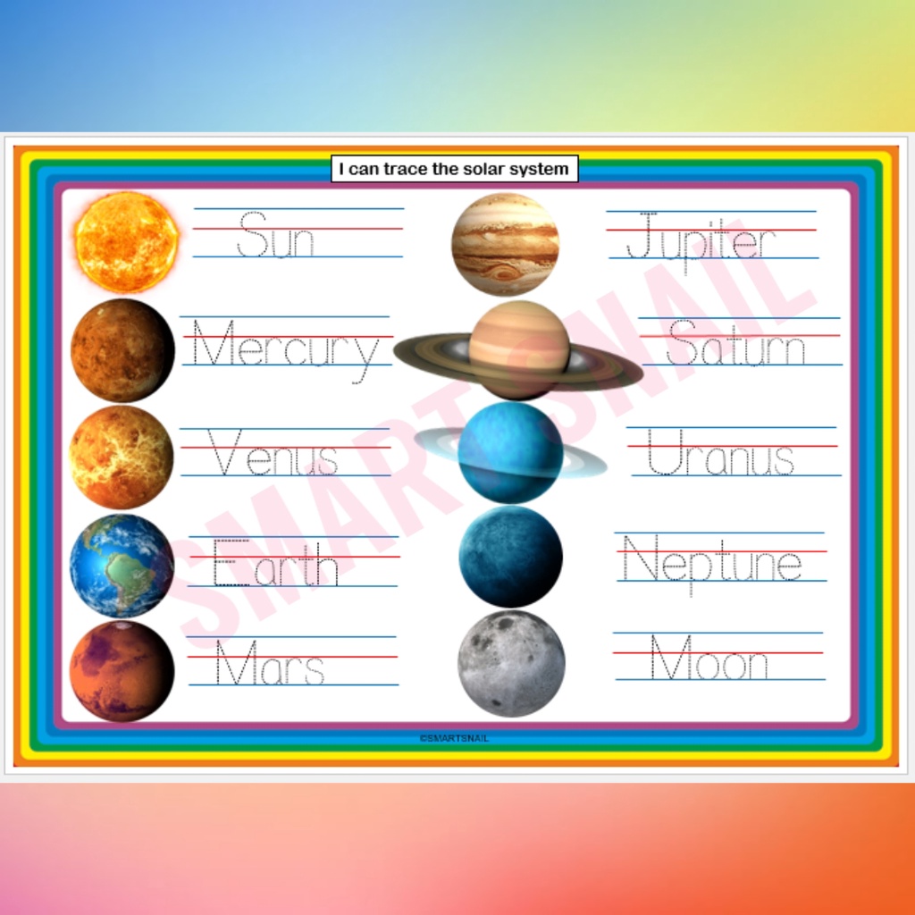 Laminated Tracing SOLAR SYSTEM + FREE DRY ERASE MARKER | Shopee Malaysia