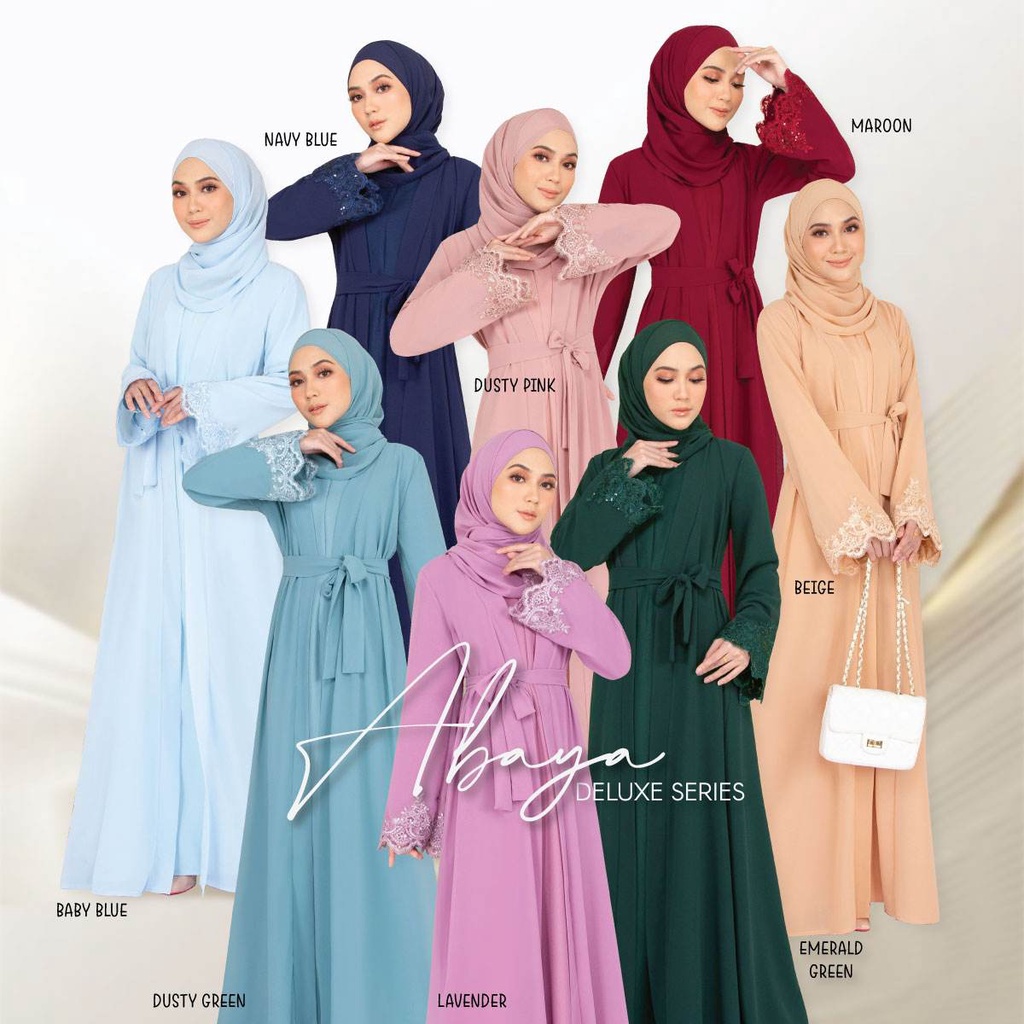 CHICCHOC l ABAYA DELUXE SERIES 9093 BAJU RAYA READY STOCK | Shopee Malaysia