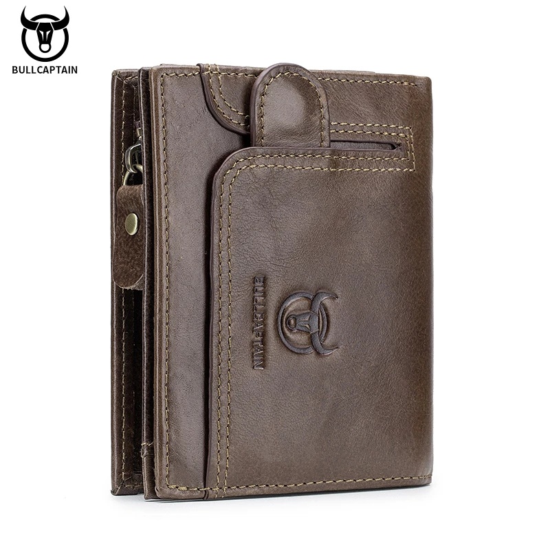 BULLCAPTAIN 100% Genuine Leather Men's Rfid Wallet Multifunctional ...