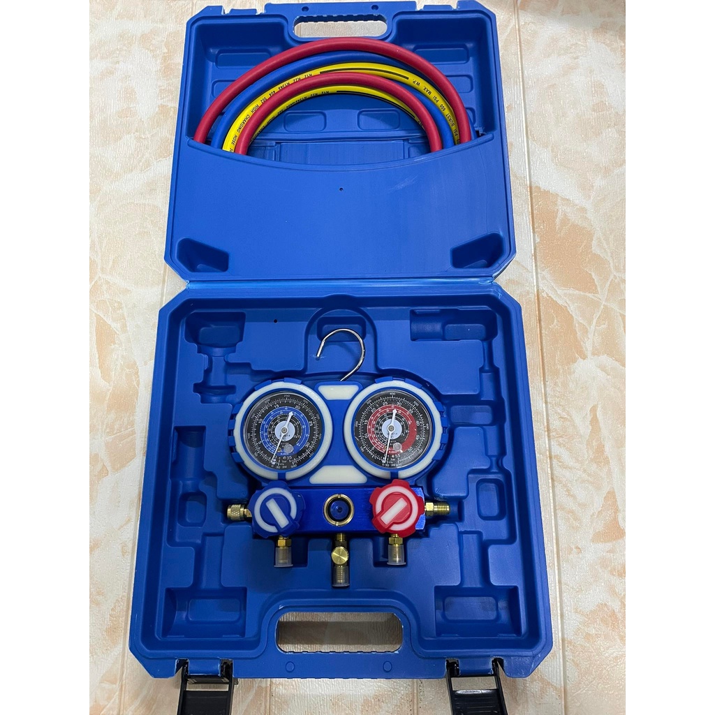 MANIFOLD GAUGE SET METER + 3PCS HOSE METER PRESSURE CHECK R22 R410A R12 R32 R134 R600 R404 GAS ...
