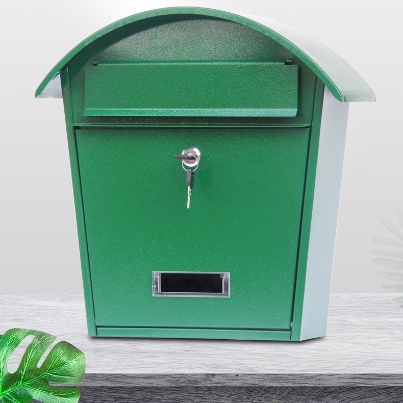 Outdoor Large Rain-Proof Green Mailbox Iron Sheet Letter Box Outdoor ...