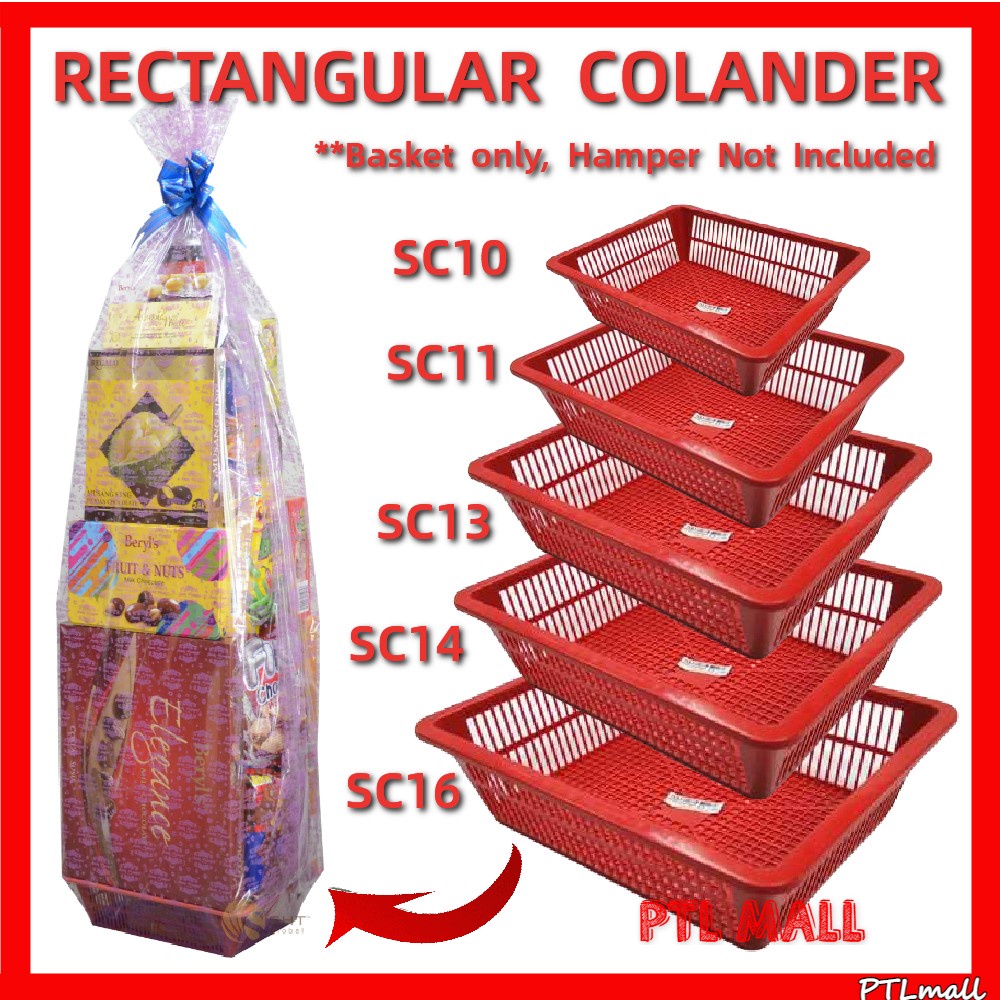 Rectangular Plastic Colander Hamper Basket | Red Hamper Tray | Square ...