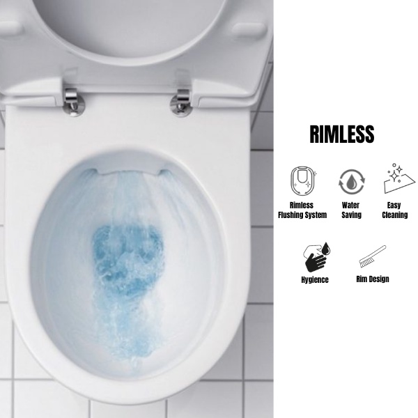 DOCASA One Piece WC Water Closet Jampan Duduk 200mm 250mm Rimless Water ...