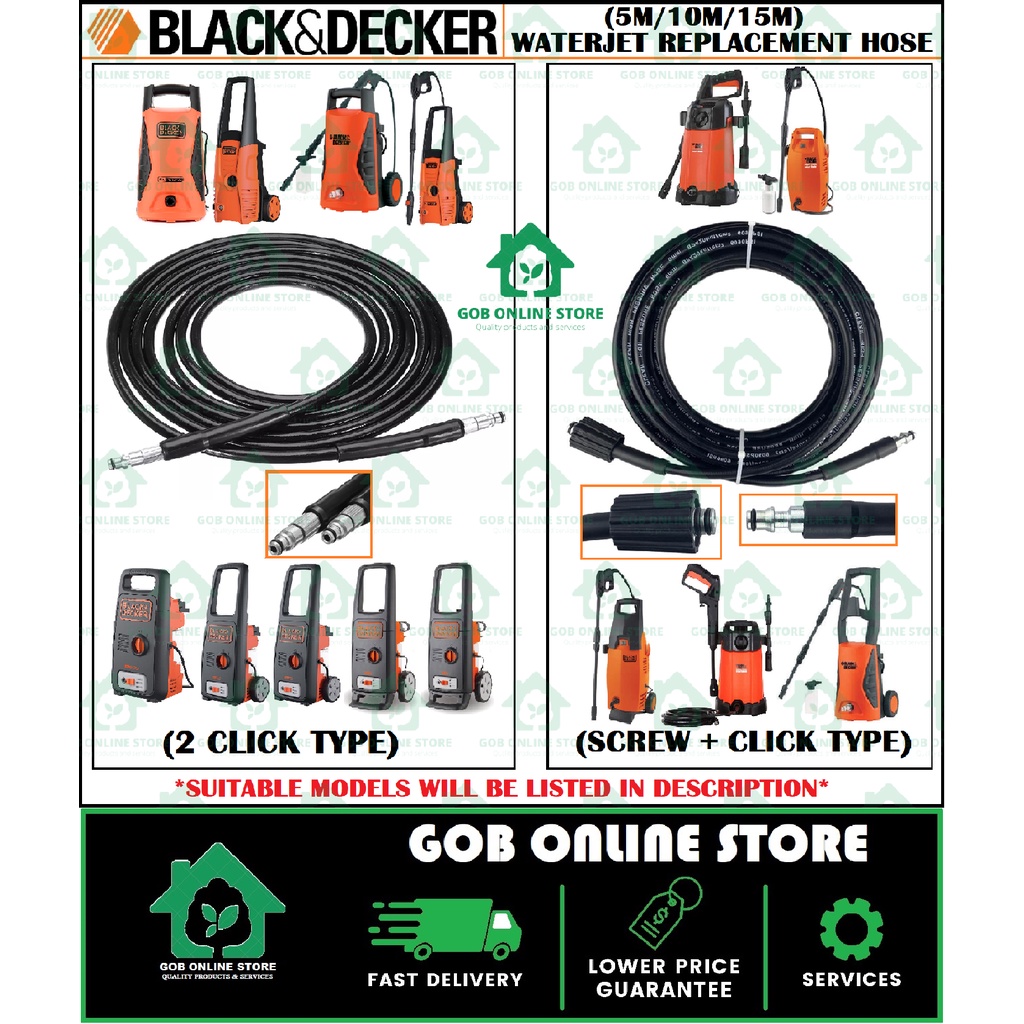 HIGH PRESSURE HOSE FOR BLACK & DECKER WATERJET 5M 10M 15M METER HOSE PAIP PW1200 PW1370TD PW1400 ...